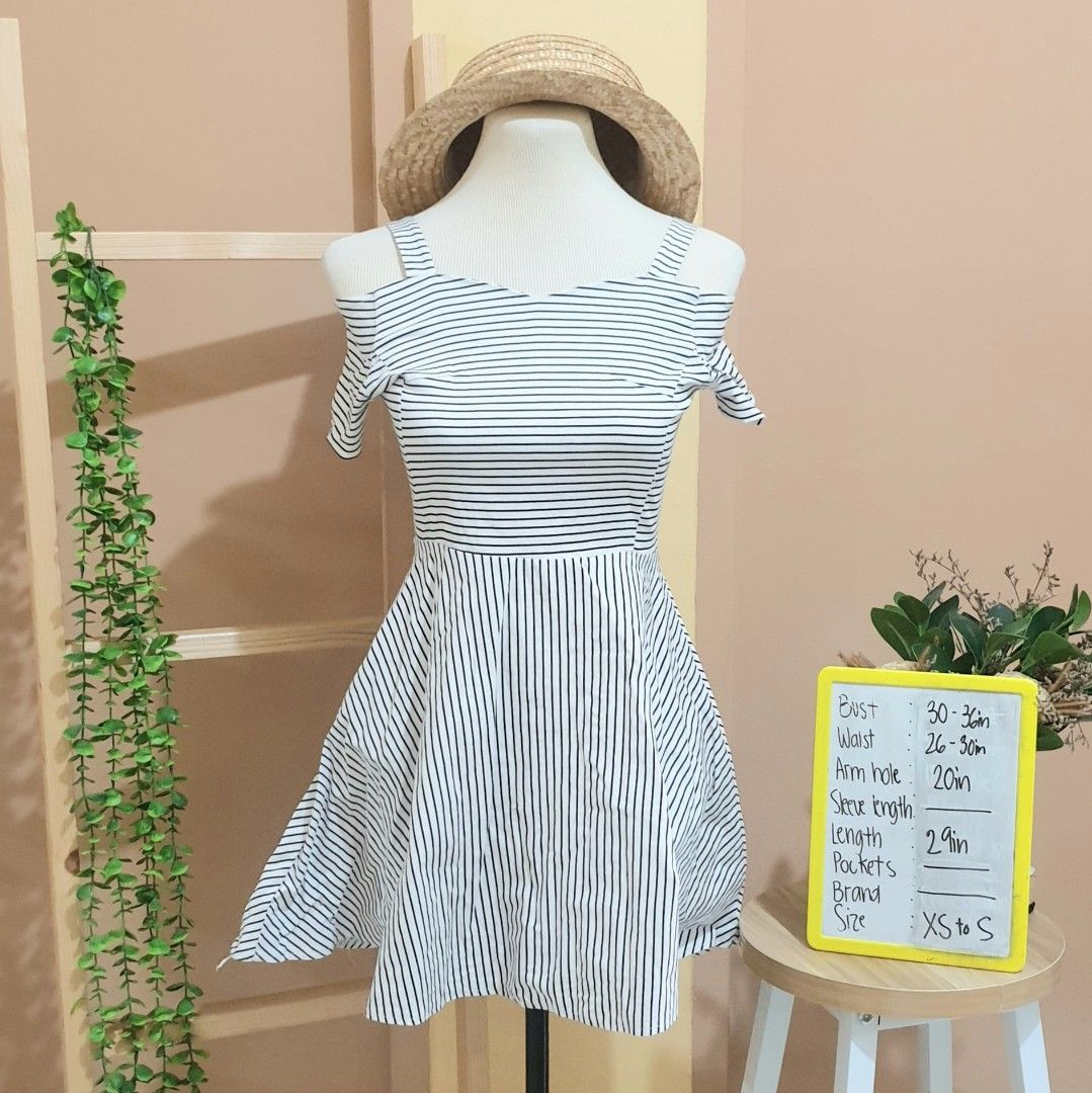 korean style stripe beach party bohemian dress cute kawaii preloved ...