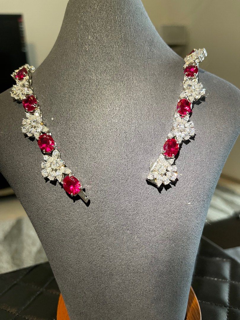 Lab grown pigeon blood ruby necklace, Women's Fashion, Jewelry ...