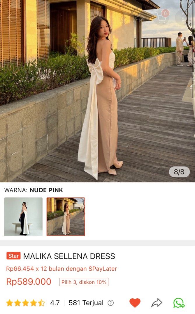 MALIKA SELLENA DRESS / MALIKA BY MODELANO DRESS / DRESS KOMBINASI NUDE PINK DAN PUTIH / DRESS ...