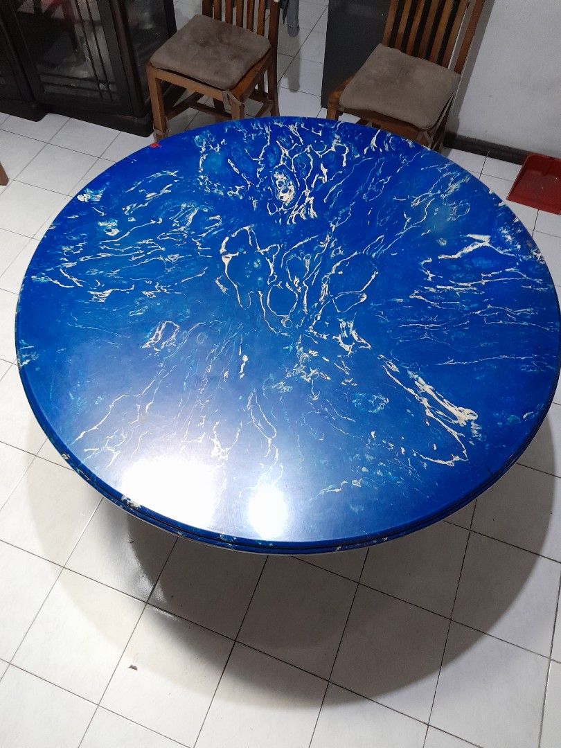 Meja Marmer biru antik, Perabotan Rumah di Carousell