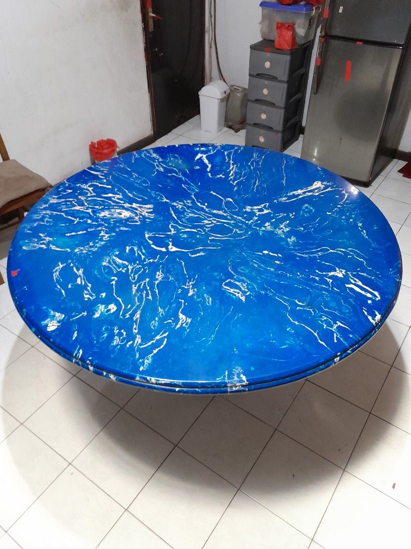 Meja Marmer biru antik, Perabotan Rumah di Carousell