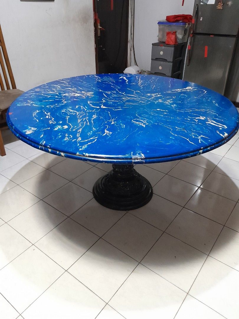 Meja Marmer biru antik, Perabotan Rumah di Carousell