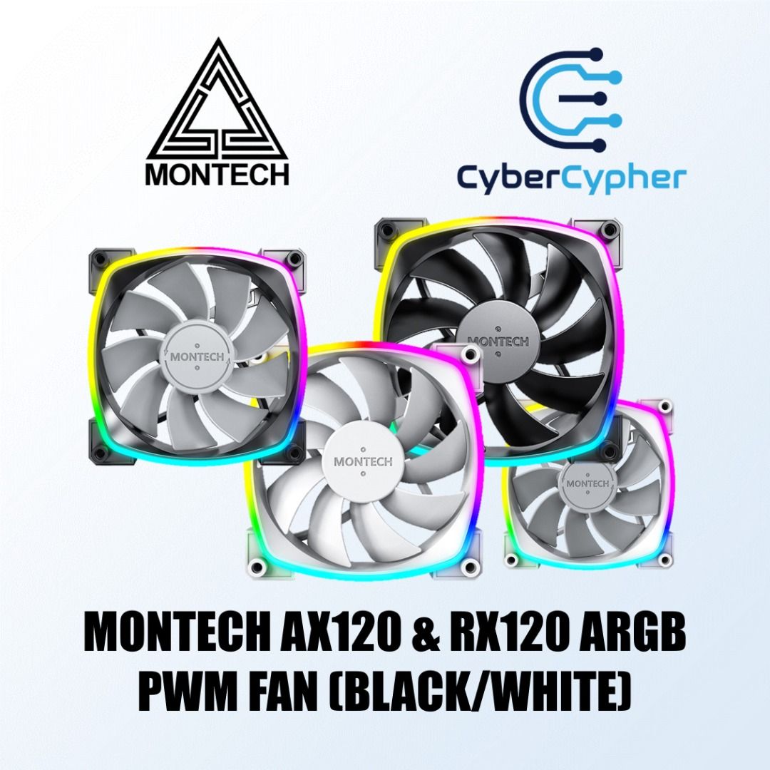 MONTECH AX120 & RX120 ARGB PWM FAN (Black/White), Computers & Tech ...