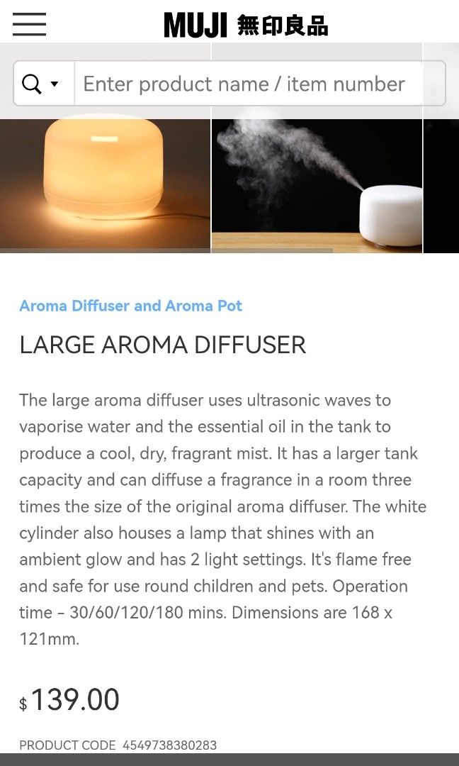 Muji large Aroma Diffuser, Furniture & Home Living, Home Fragrance on Carousell
