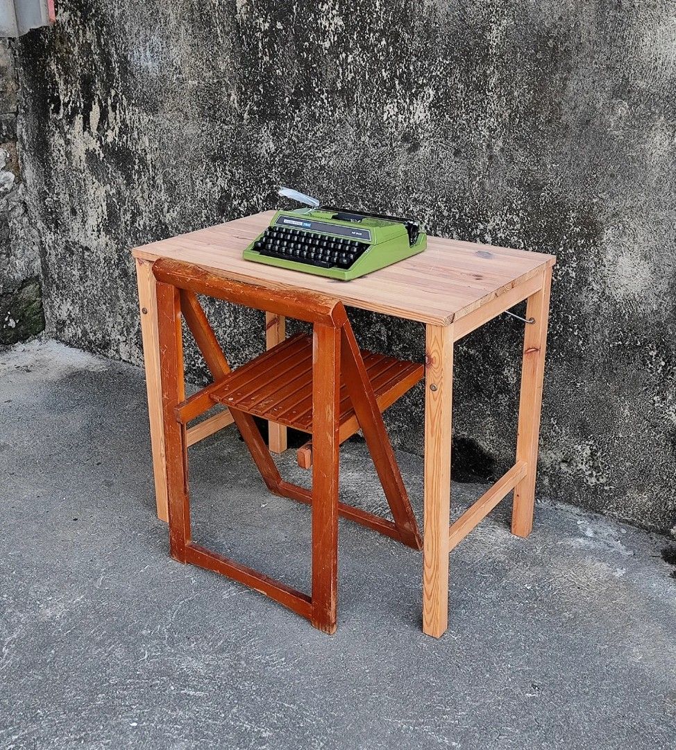 Muji Working Table, Folding Chair Set Pinewood folding table, with a ...