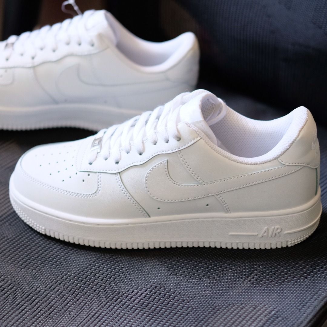 Nike Air Force 1 in Triple White Colorway, Men's Fashion, Footwear ...