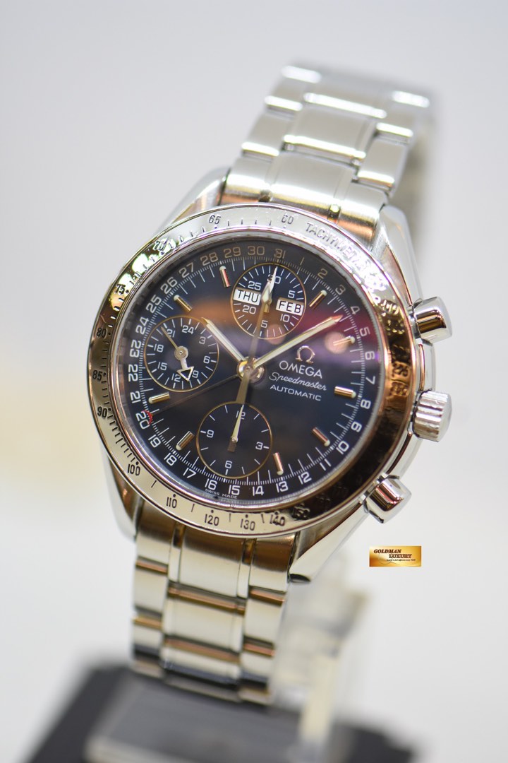 OMEGA SPEEDMASTER CHRONOGRAPH TRIPLE- CALENDAR 38mm STEEL IN BRACELET ...
