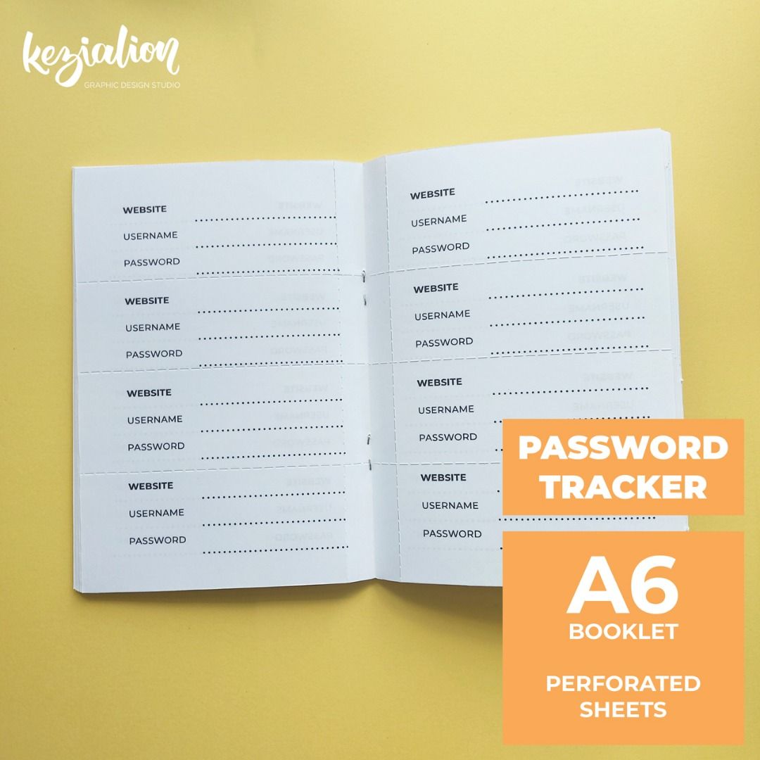 Password Tracker with Perforated Sheets | A6 | Journal Log Book Booklet ...