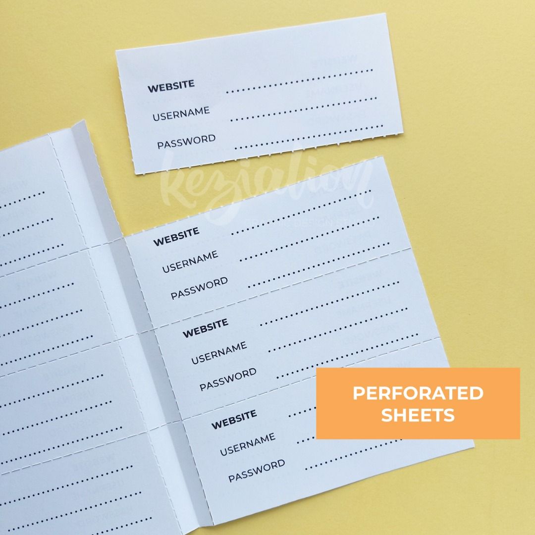 Password Tracker with Perforated Sheets | A6 | Journal Log Book Booklet ...