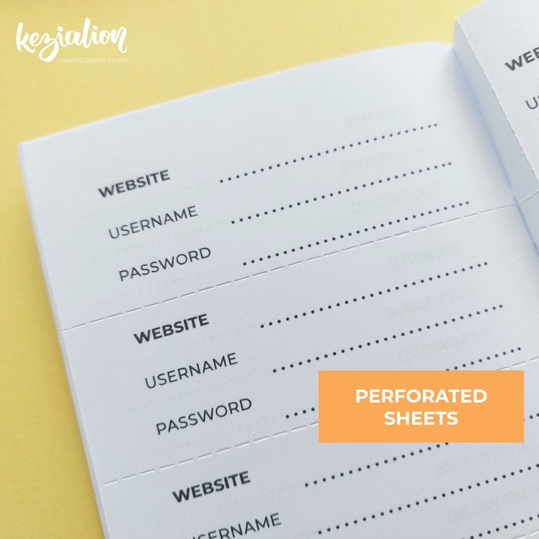 Password Tracker with Perforated Sheets | A6 | Journal Log Book Booklet ...