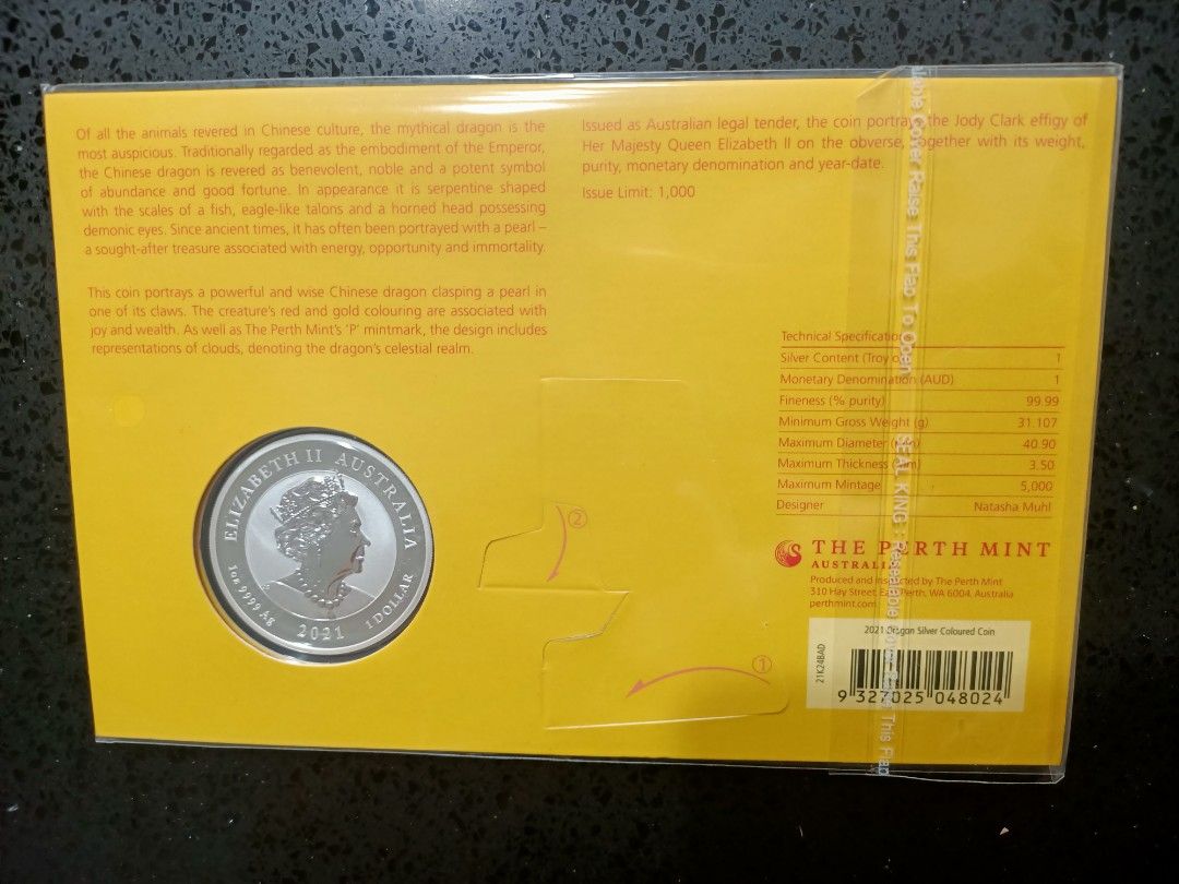 Perth Mint Chinese Myth and Legend 1oz coloured Dragon, Hobbies & Toys ...