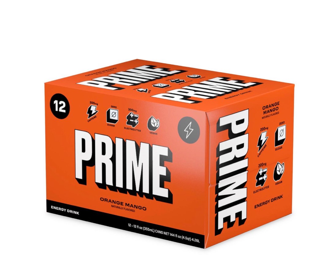 Prime Hydration Energy Cans Orange Mango Flavour, Food & Drinks ...