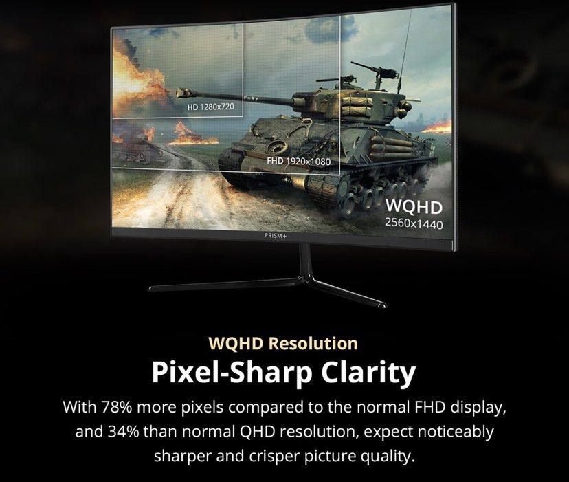 Prism+ X270 Pro 1440p 2k 144hz 1ms curved gaming monitor, Computers ...