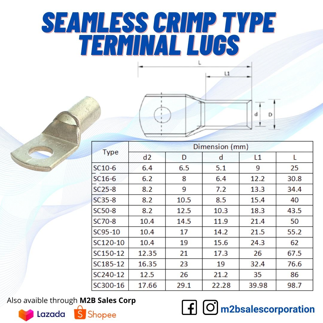 Seamless Crimp Type Terminal Lugs, Commercial & Industrial ...