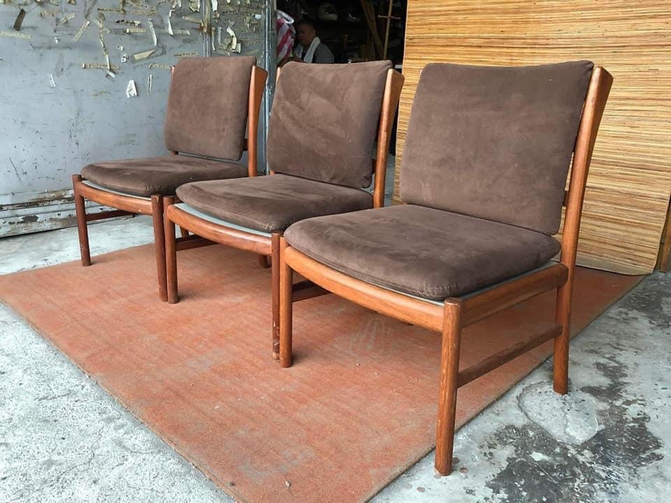 Set of 3 solid wood wide modular chairs, Furniture & Home Living ...
