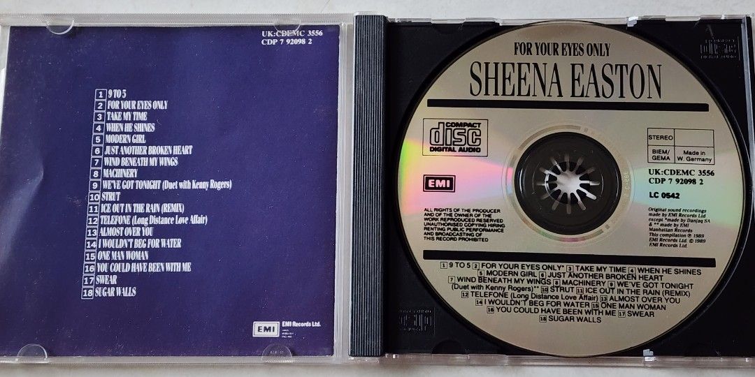 Sheena Easton ~ The Best Of ( MADE IN WEST GERMANY ) ( SONOPRESS ) CD ...