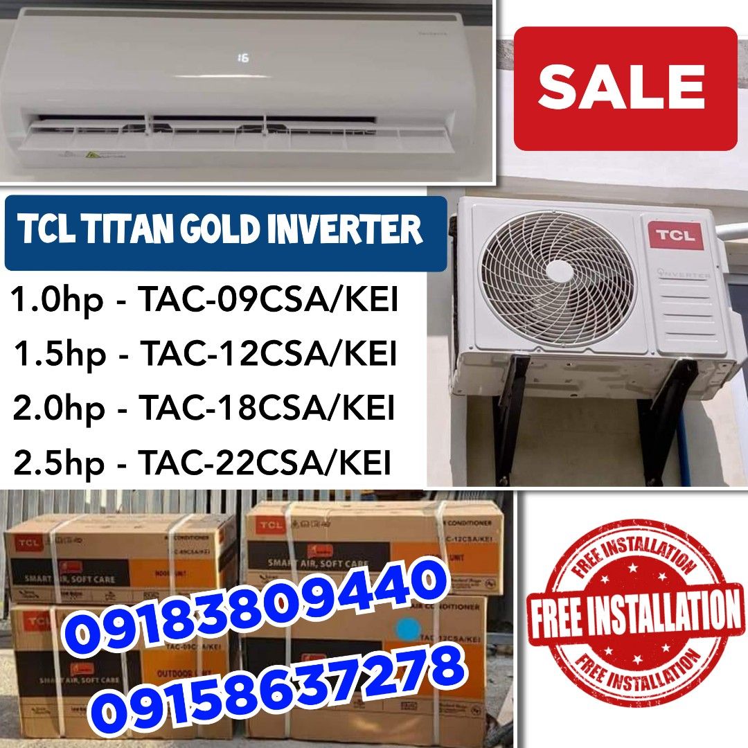TCL Titan Gold Inverter Split Type Aircon, TV & Home Appliances, Air ...