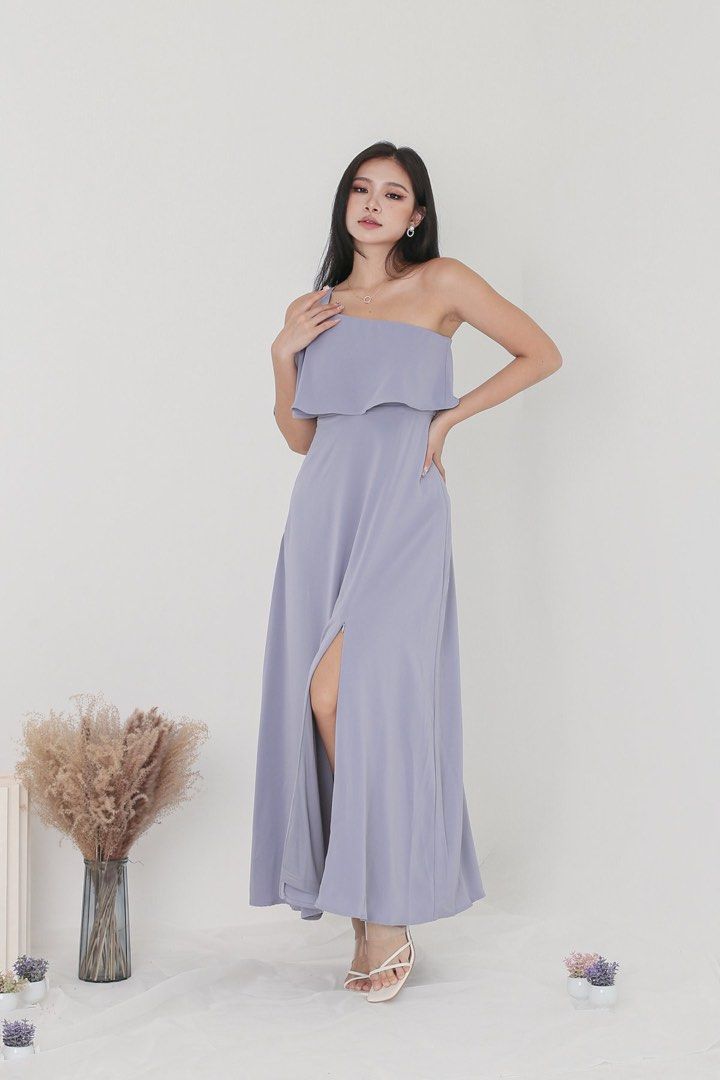 Topazette Grecian Toga Maxi Dress in Lavender Grey, Women's Fashion ...