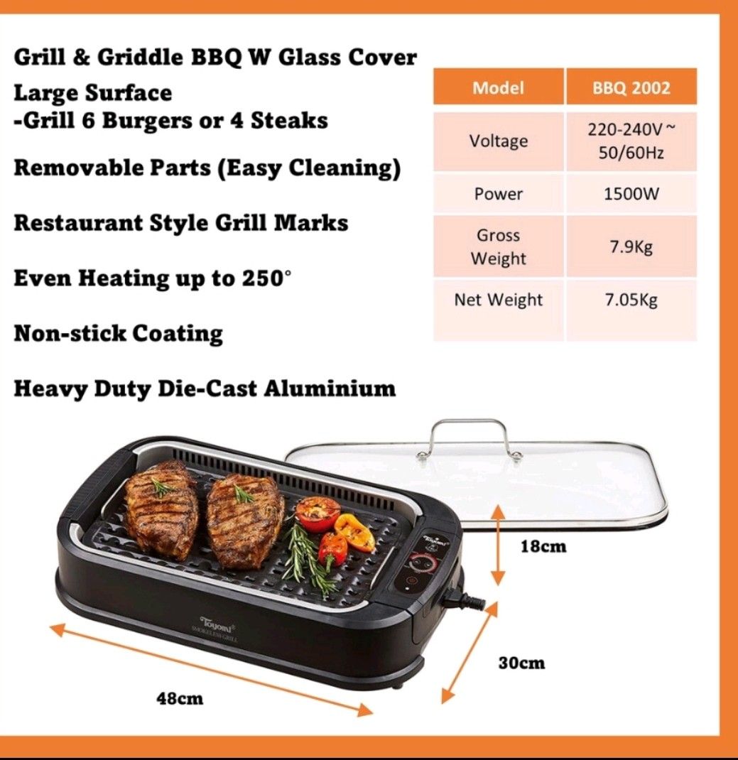 Toyomi Smok-less Grill with Internal suction fan, TV & Home Appliances ...