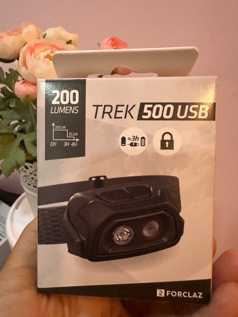 Trekking 200LM Rechargeable Head Torch Forclaz Trek 500 USB, Hobbies ...