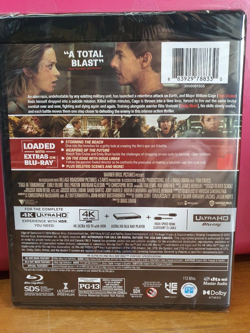 USA Blu Ray 4K UHD - Live Die Repeat - Edge of Tomorrow (Tom Cruise ...