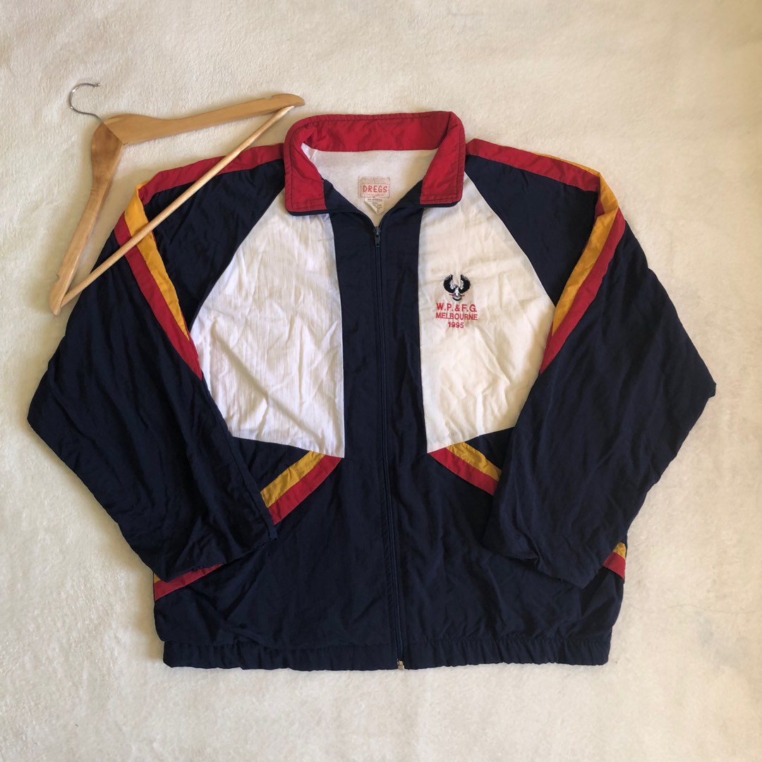 Vintage Retro 80s Style Embroidered Colorblock Windbreaker, Men's ...