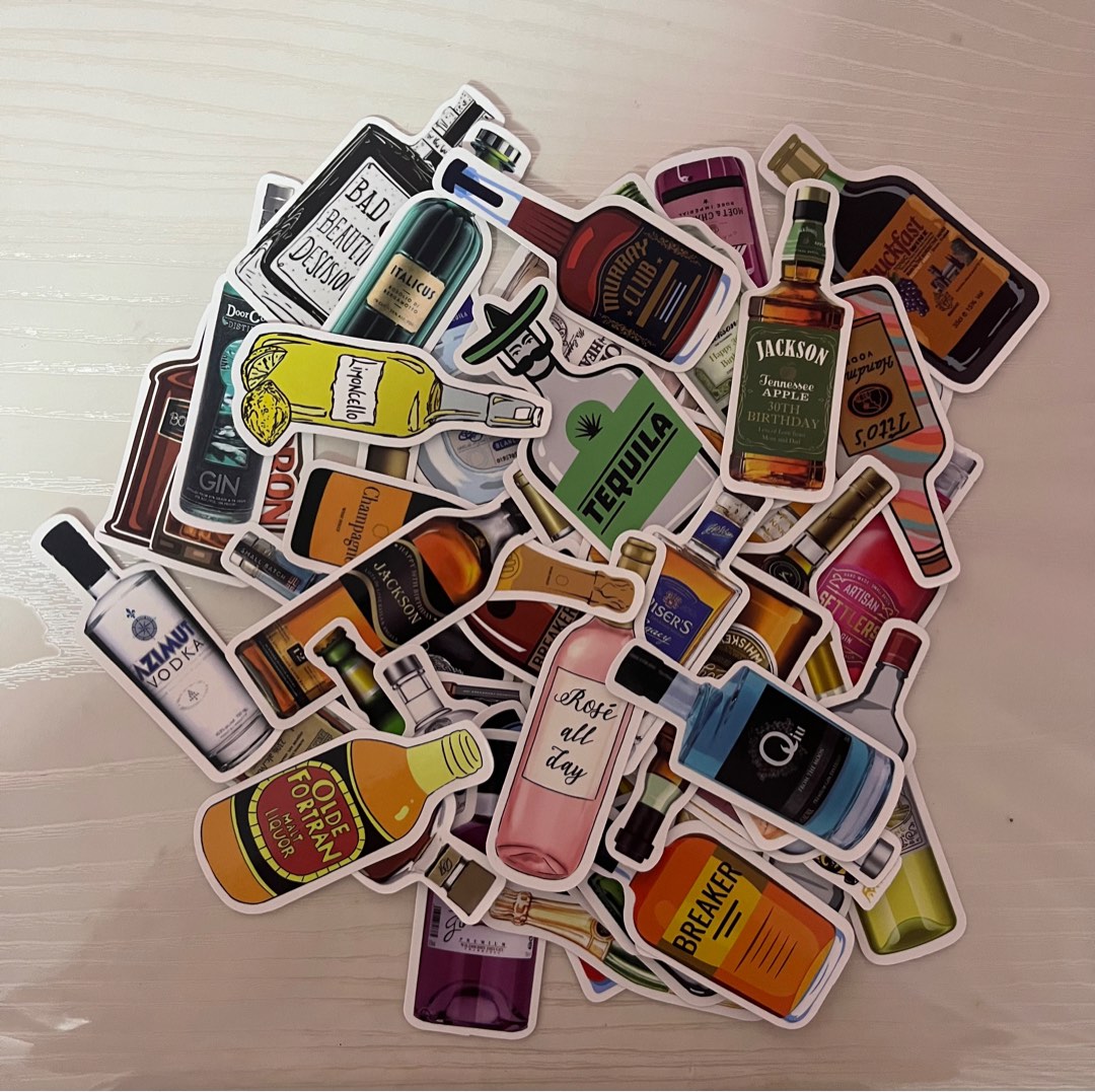 Waterproof Beer, Champagne , Alcohol graffiti stickers ( Random ...