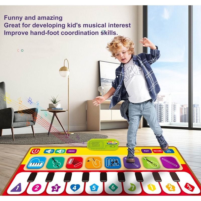 10-key Piano Music Mat 8 Instrument Sounds Keyboard Dance Playmat ...