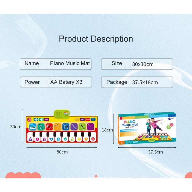 10-key Piano Music Mat 8 Instrument Sounds Keyboard Dance Playmat ...
