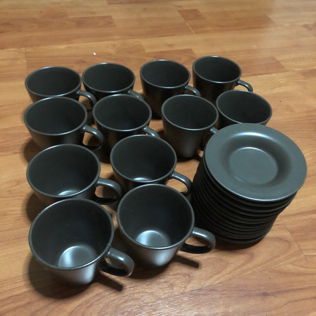 12 x IKEA DINERA brown cups and saucers, Furniture & Home Living ...