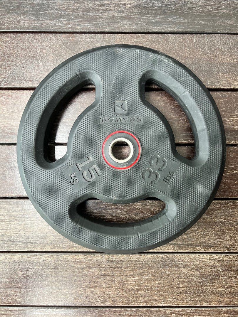 15KG Rubber Coated 28MM Weight Plate/Disc, Sports Equipment, Exercise ...