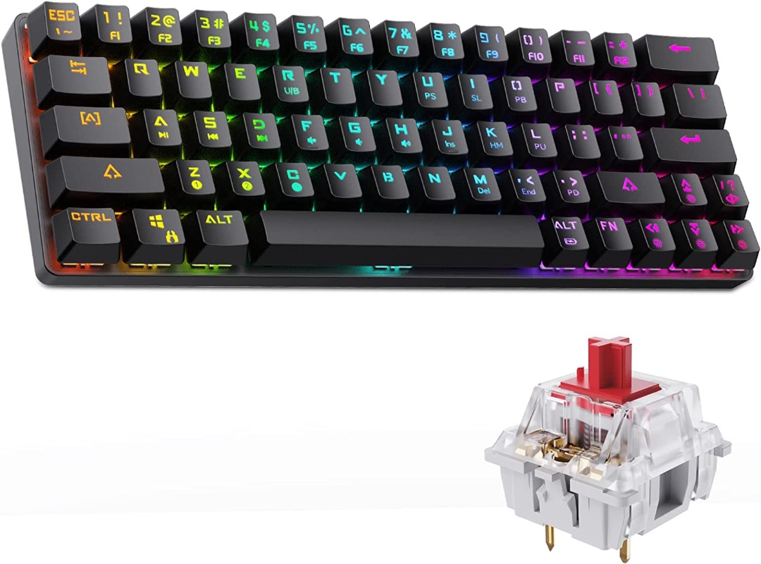 60% Keyboard with Dedicated Arrow Keys, DIERYA DK63 Wireless Wired ...
