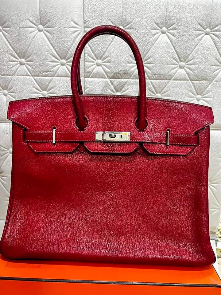 AUTHENTIC Hermes Birkin 35 in Rouge Vif (with Authentication), Luxury ...