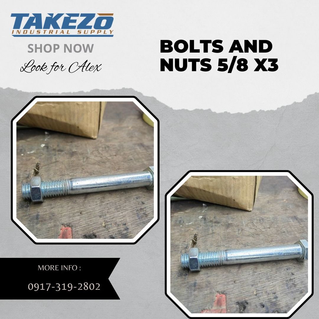bolts and nuts 5/8 x3, Commercial & Industrial, Construction Tools ...