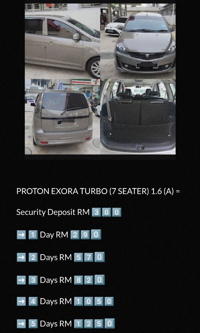 Budget Mpv Proton Exora 1.6 Auto MPV 7 seater self drive Malaysia Car ...