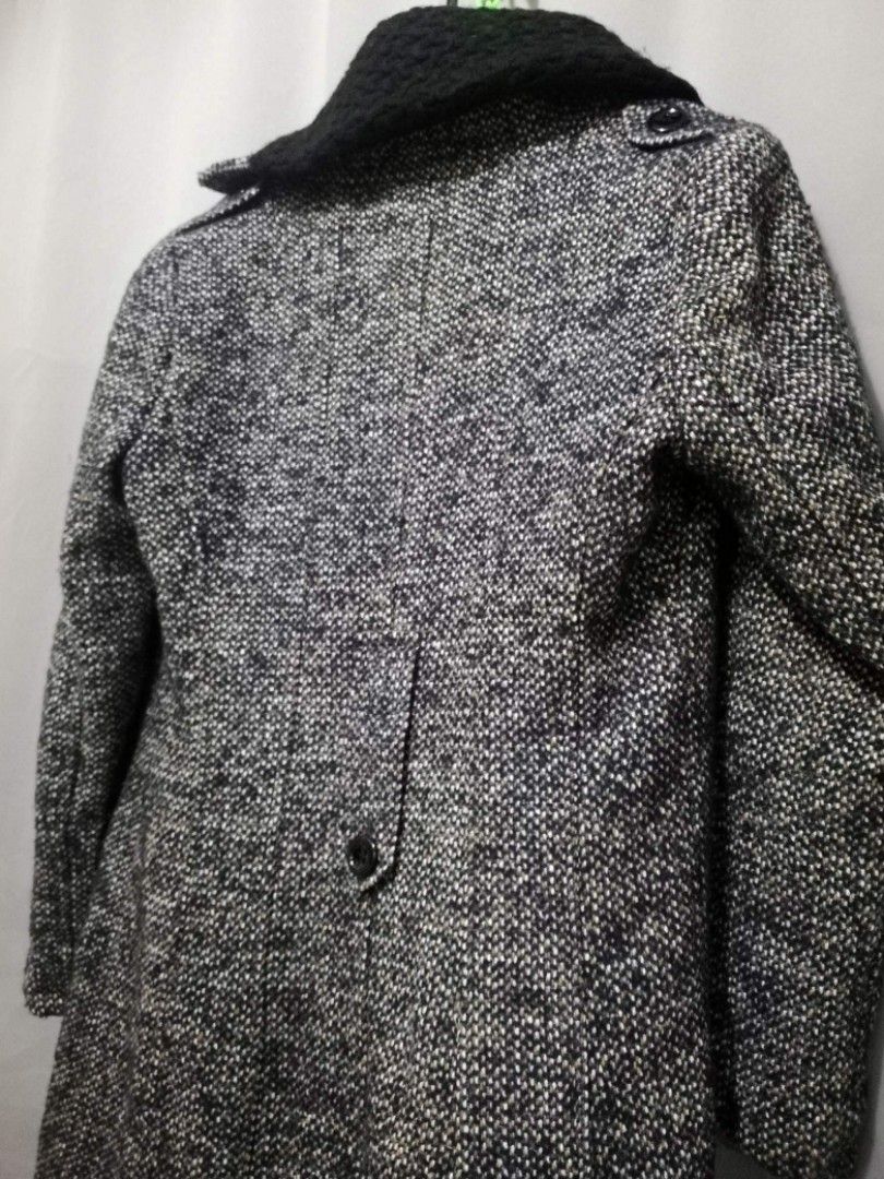 Calvin Klein Womens 4 Herringbone Wool Trench Pea Coat Mock Neck Tweed ...