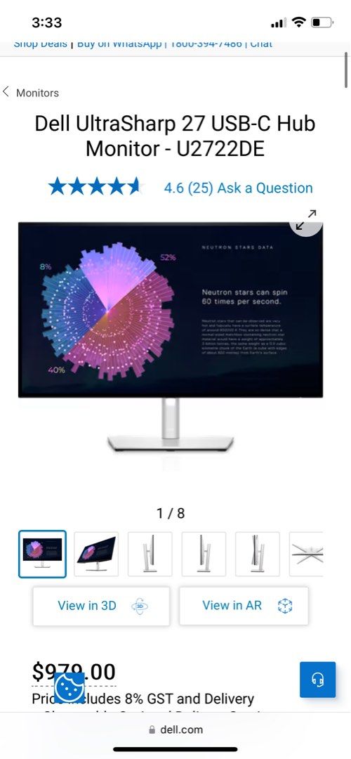 Dell UltraSharp 27 USB-C Hub Monitor - U2722DE, Computers & Tech, Parts ...