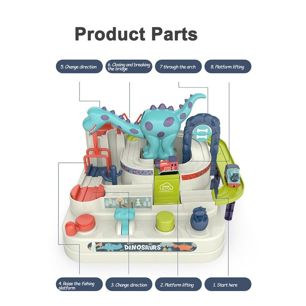 Dinosaur Adventure Track Toy Set Rail Car Model Set Mechanical Track ...