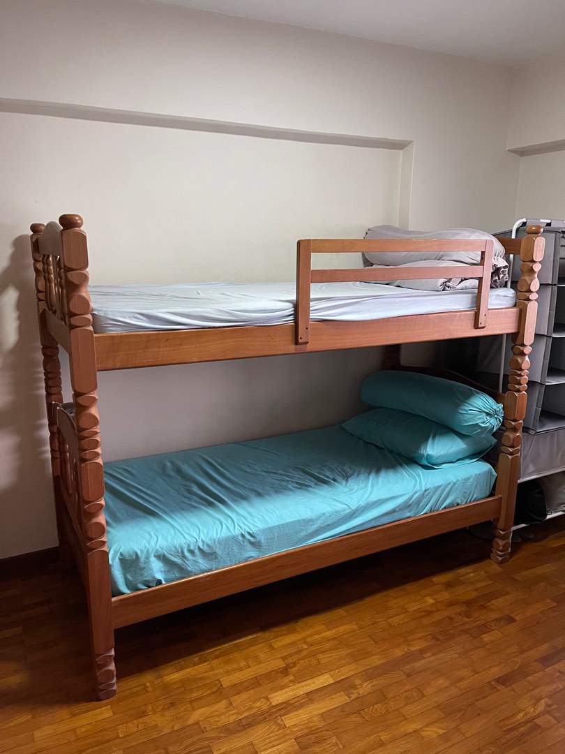 Double decker bed frame, Furniture & Home Living, Furniture, Bed Frames ...