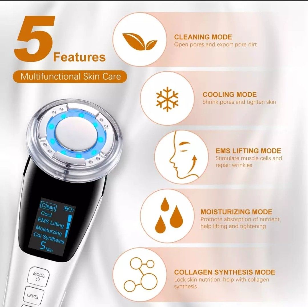 EMS Facial Massager LED light therapy Sonic Vibration Wrinkle Removal ...