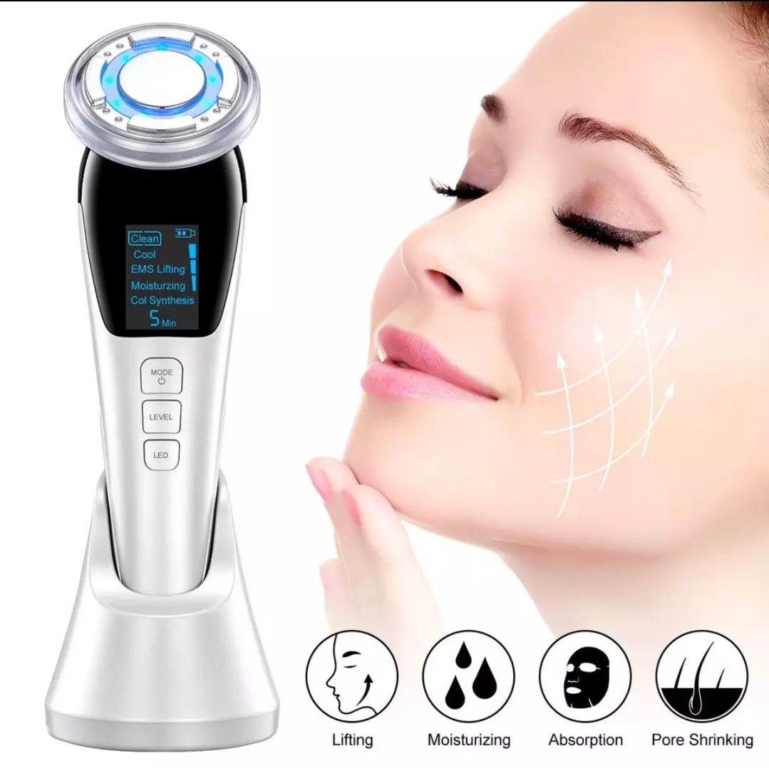 EMS Facial Massager LED light therapy Sonic Vibration Wrinkle Removal ...
