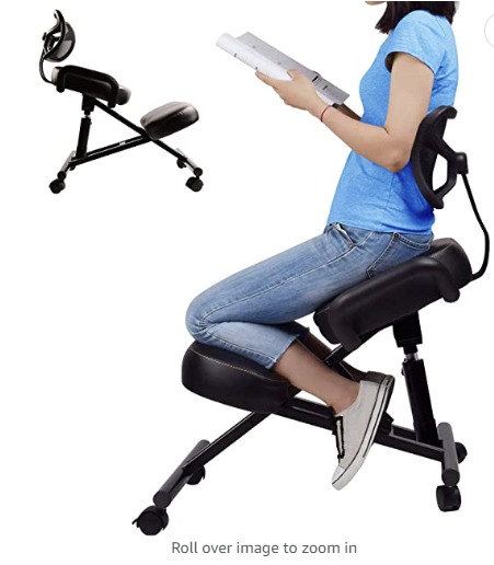Ergonomic Kneeling Chair with Back Support. Adjustable Stool for Better ...