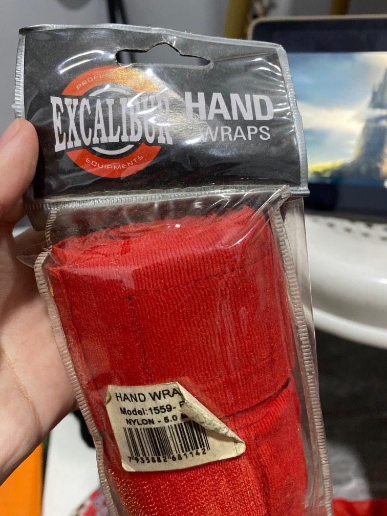 EXCALIBUR HAND WRAPS 5 meters red, Sports Equipment, Exercise & Fitness ...
