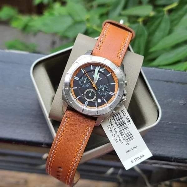 FOSSIL Privateer Sport Chronograph Brown Leather 45mm Watch, Men's ...