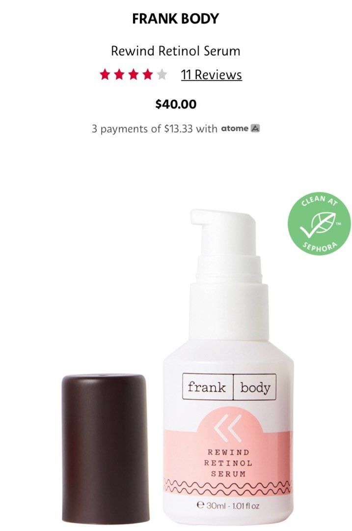 FRANK BODY Rewind Retinol Serum, Beauty & Personal Care, Face, Face ...