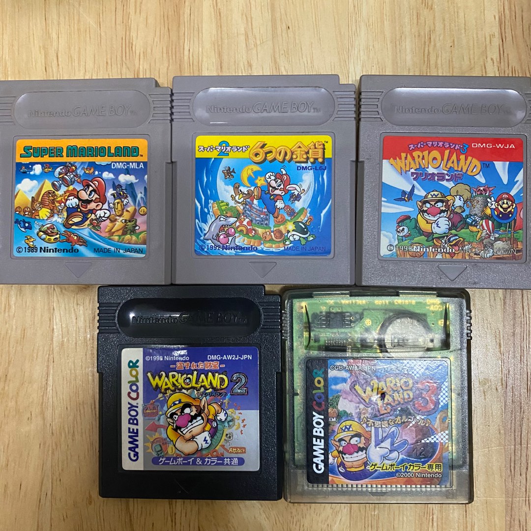 GB Mario Super Marioland Warioland Wario 1-5 Set Gameboy, 電子遊戲, 電子遊戲 ...