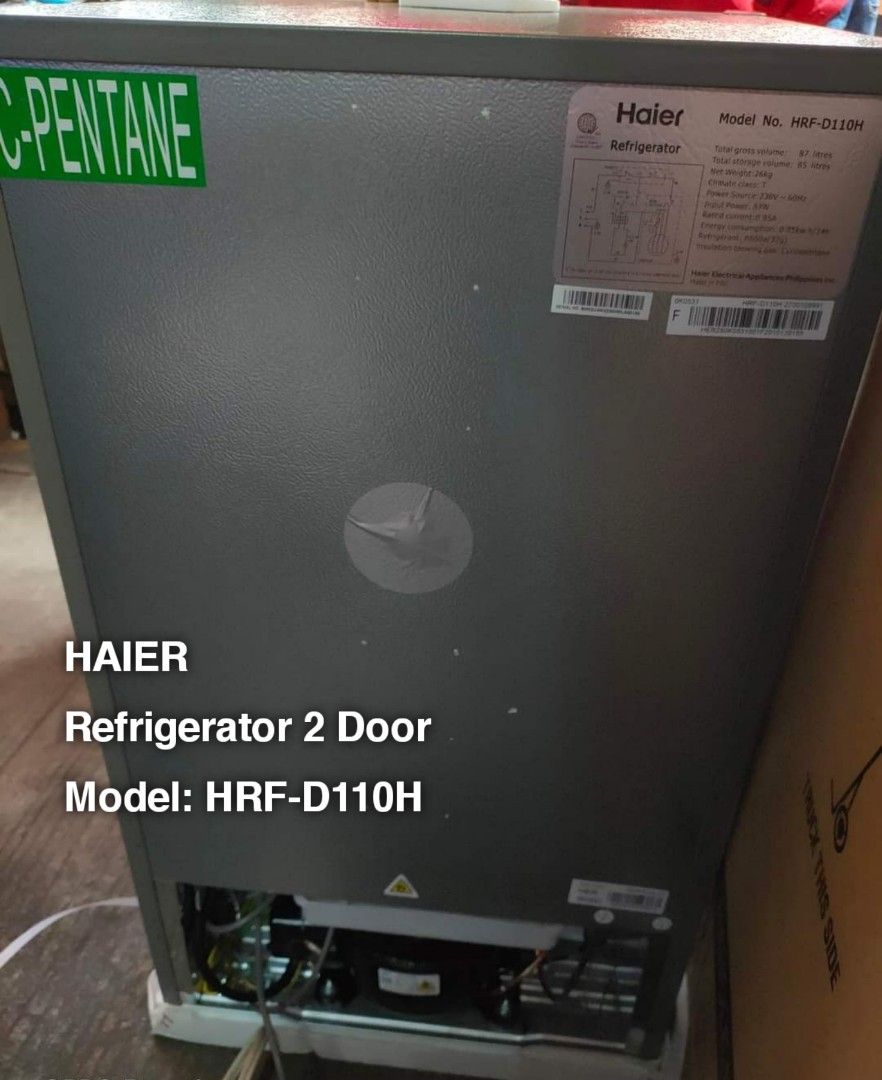 HAIER Refrigerator 2 Door Model: HR-110H, TV & Home Appliances, Kitchen ...