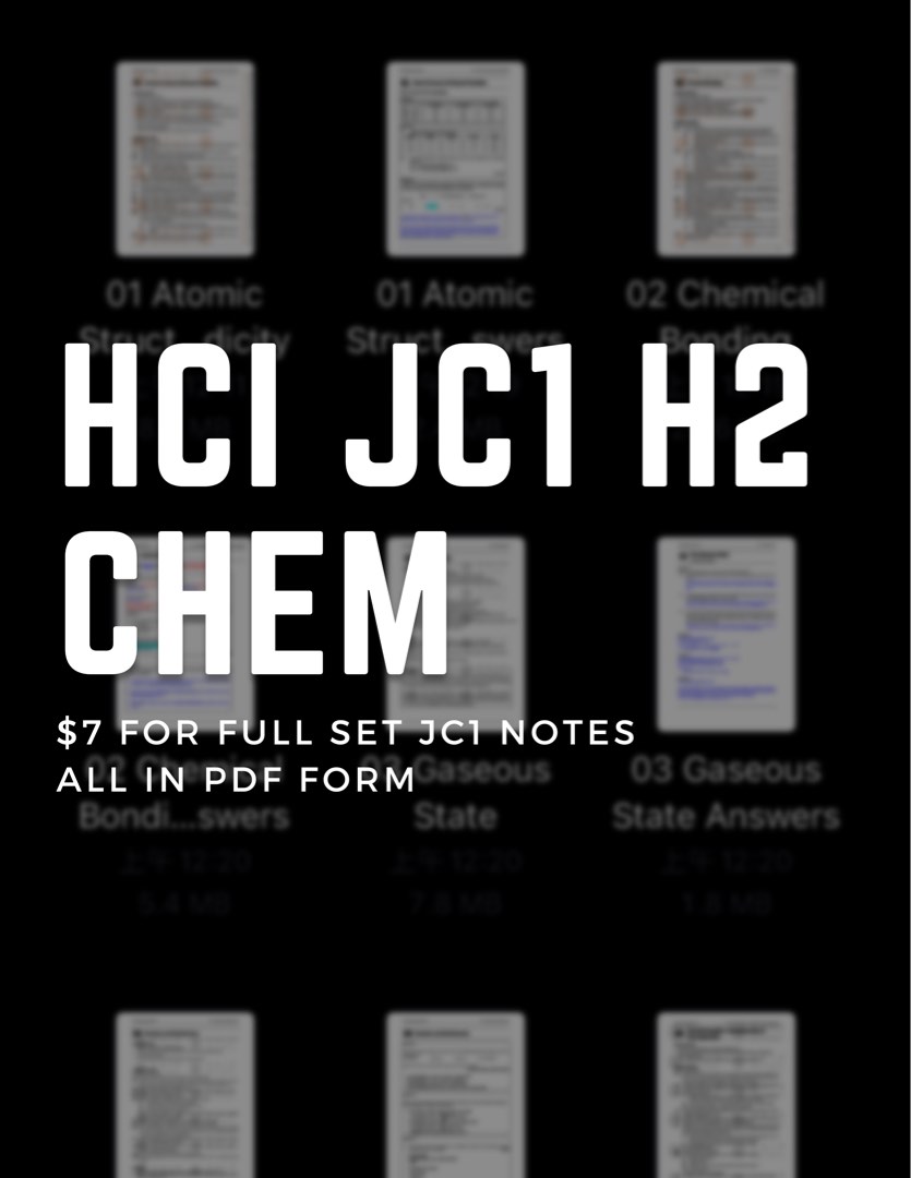 HCI JC1 Chem Notes on Carousell