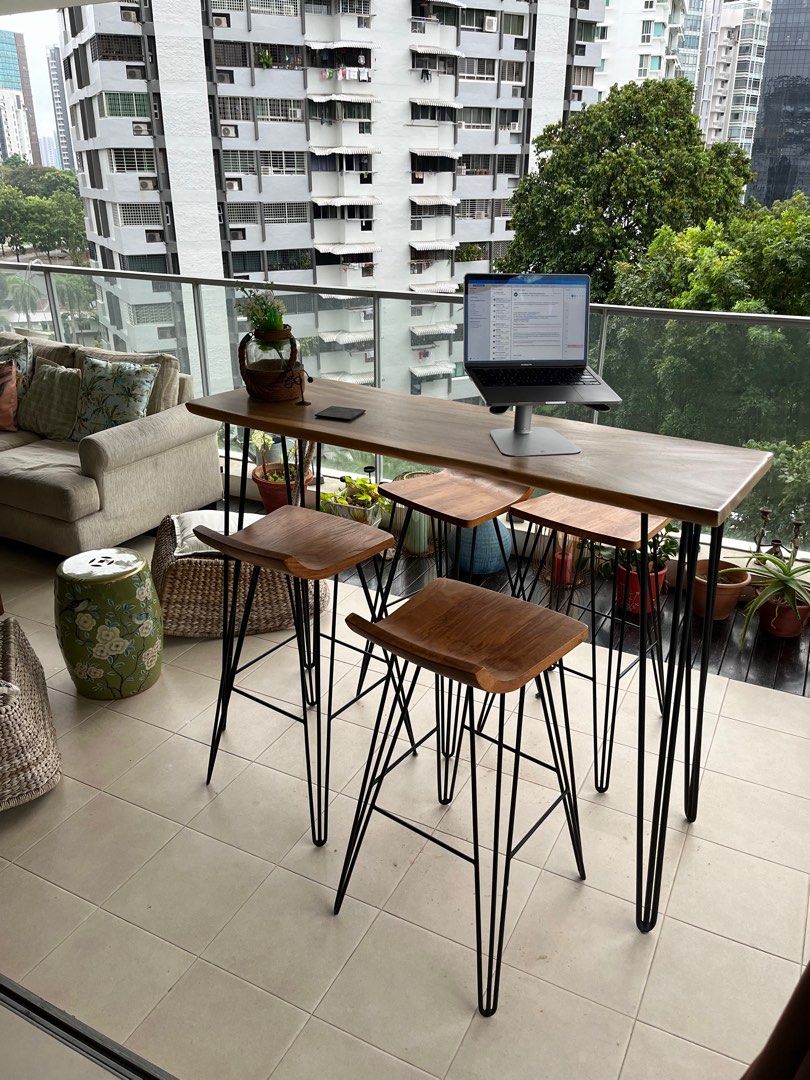 High table and chairs, Furniture & Home Living, Outdoor Furniture on Carousell