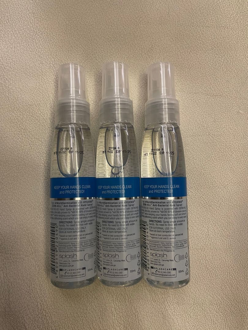 Hygienix Germ Kill Hand Spray Bundle of 3, Beauty & Personal Care ...